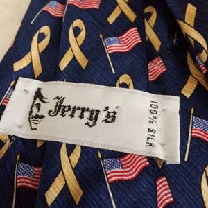 Vintage Jerry's American Flag Gold Ribbon Tie 58" X 4" Collectible Ties ...