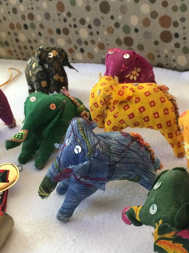 Vintage Lot 10 Fabric & Cloth Elephants Toran India - Etsy