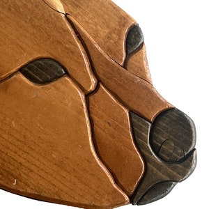 Vintage Pit Bull Dog Head Wood Intarsia Wall Hanging Decor by Michael ...