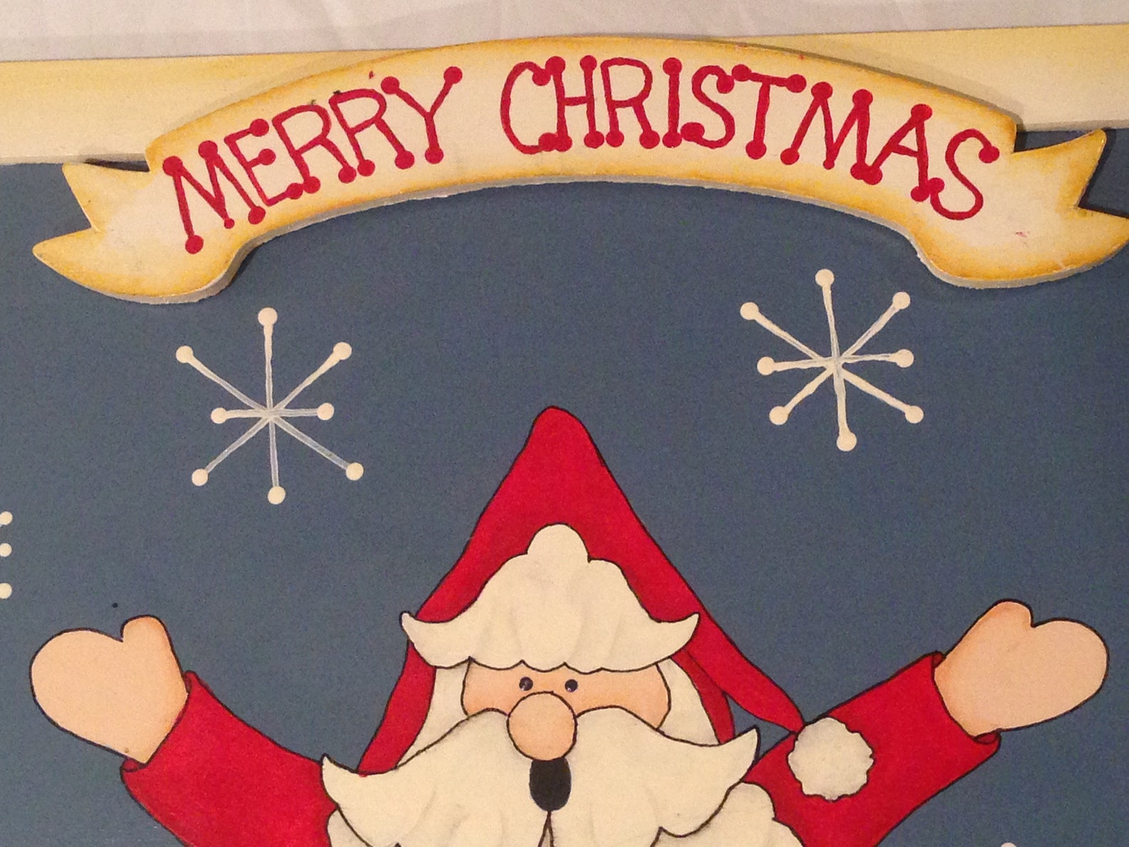 Wood Merry Christmas Sign With Santa-toll Painted-signed on Back - Etsy