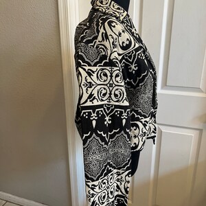Vintage Flashback Black Cream Print Jacket Blazer Size L Cropped Womens ...