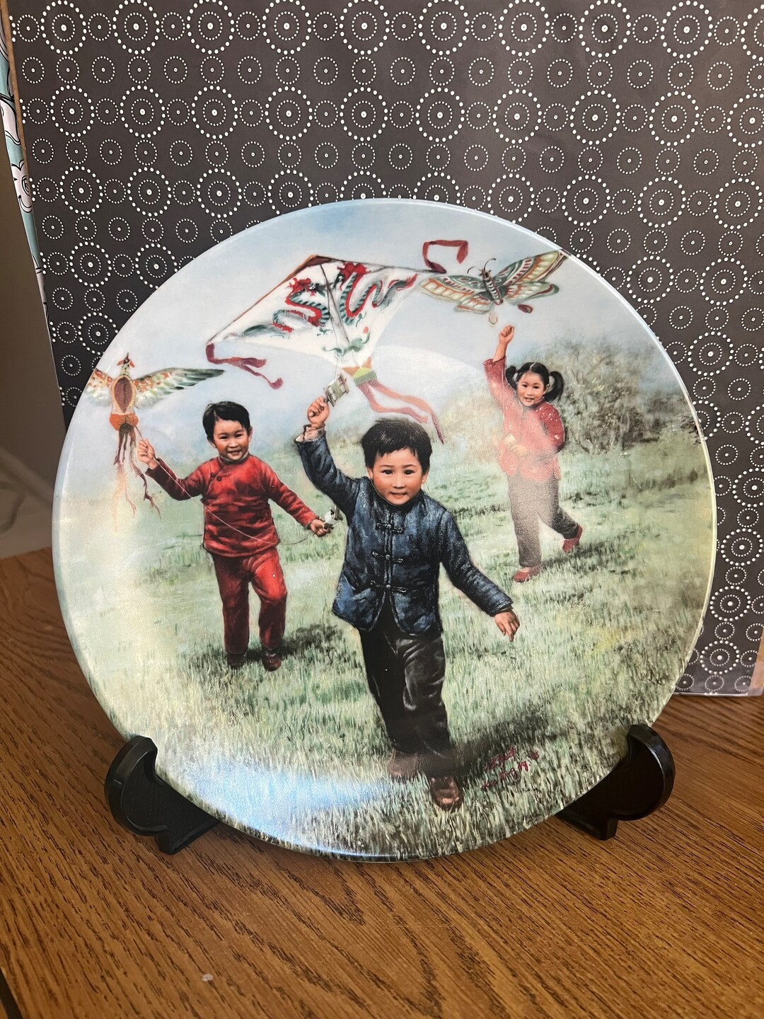 Vintage Artists of the World Plate 1986 Chinese Children Kite Flying ...