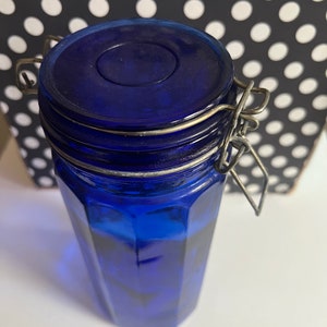 Vintage Cobalt Blue Paneled Canister Jar 9.75 Tall Wire Bale Hinged Lid ...