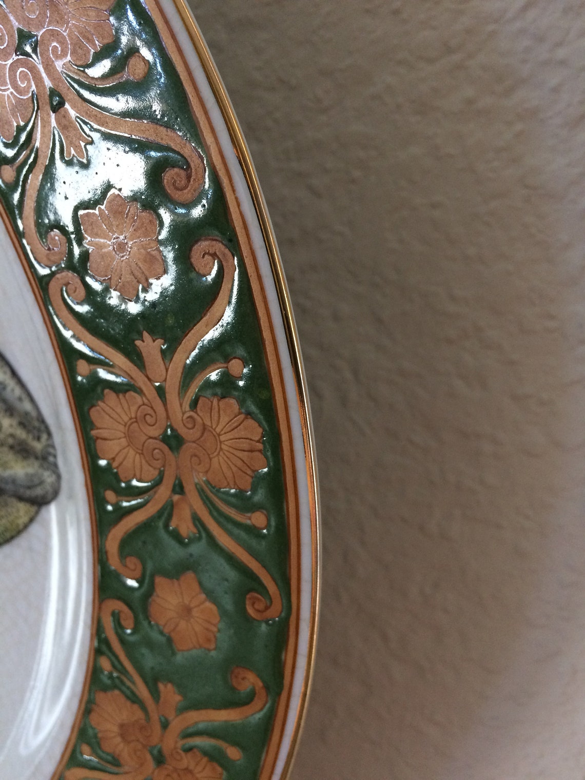 Vintage Chinese Large Painted Fish Plate Wall Decor Floral - Etsy