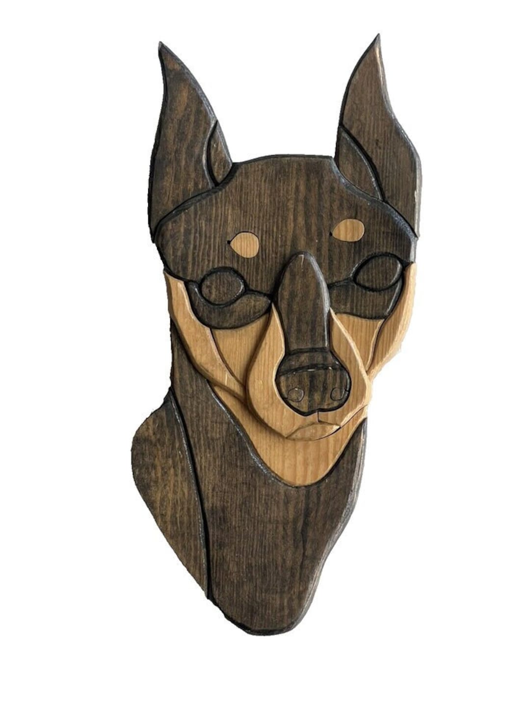 Vintage Chihuahua Dog Head Wood Intarsia Wall Hanging Decor by Michael ...