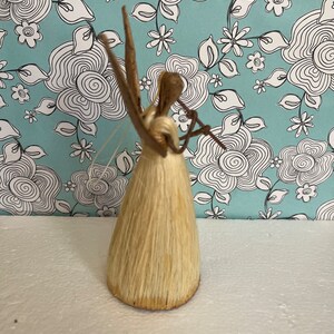 Vintage 6 1/4" Faceless Corn Husk Bamboo Winged Angel Ornament - Etsy