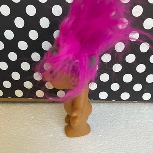 Vintage 4" Russ Troll Doll Baby Purple Hair Brown Eyes Pink Dress Felt ...
