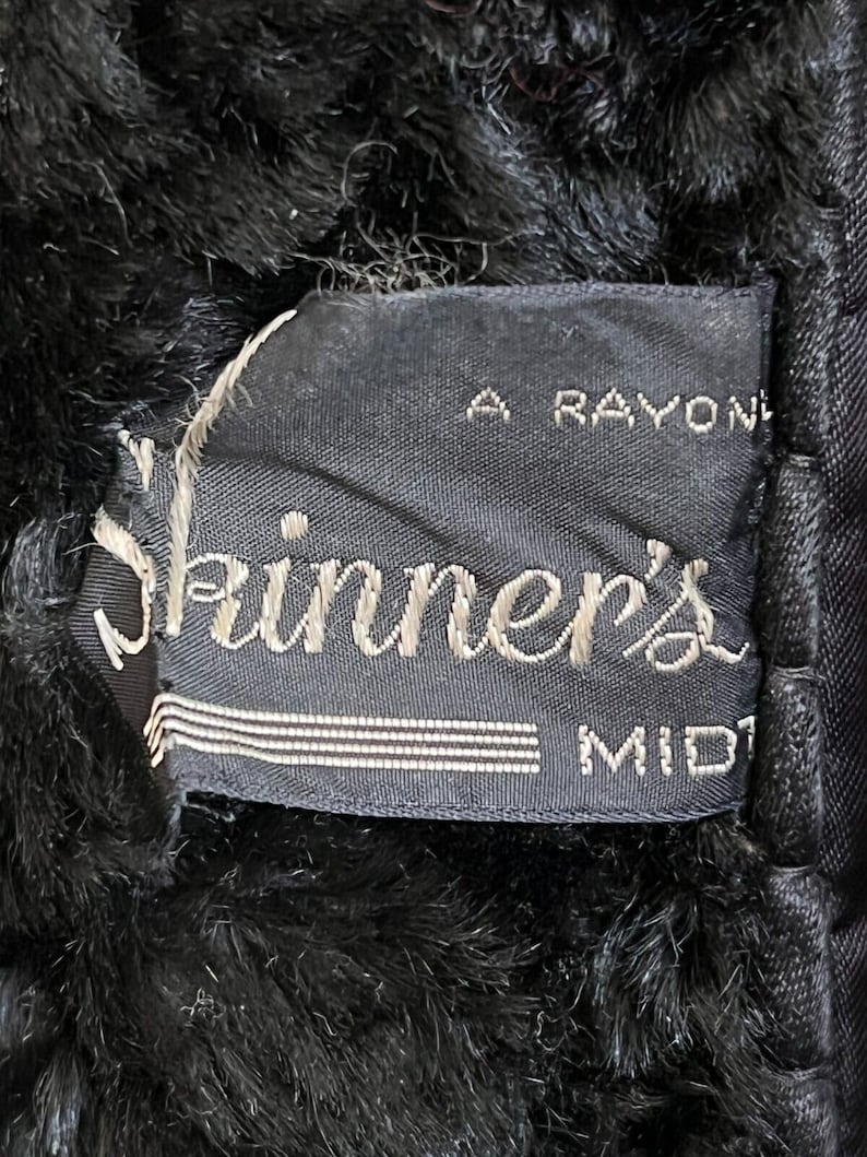 Vtg Black Skinners Mid Century PERSIAN LAMB Fur Coat Womens Toggle Loop ...