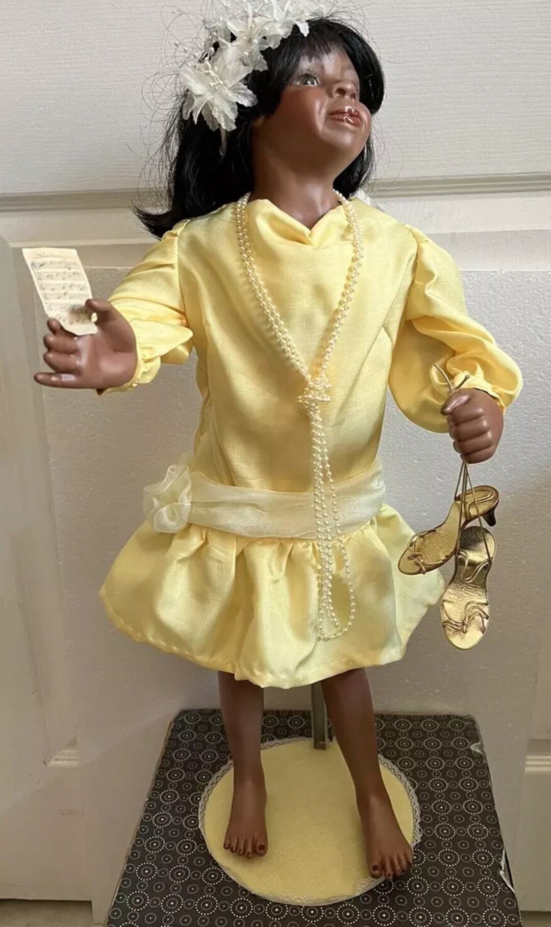 Vtg Porcelain African American Doll OOAK 24" T/ W Stand (mary Van ...