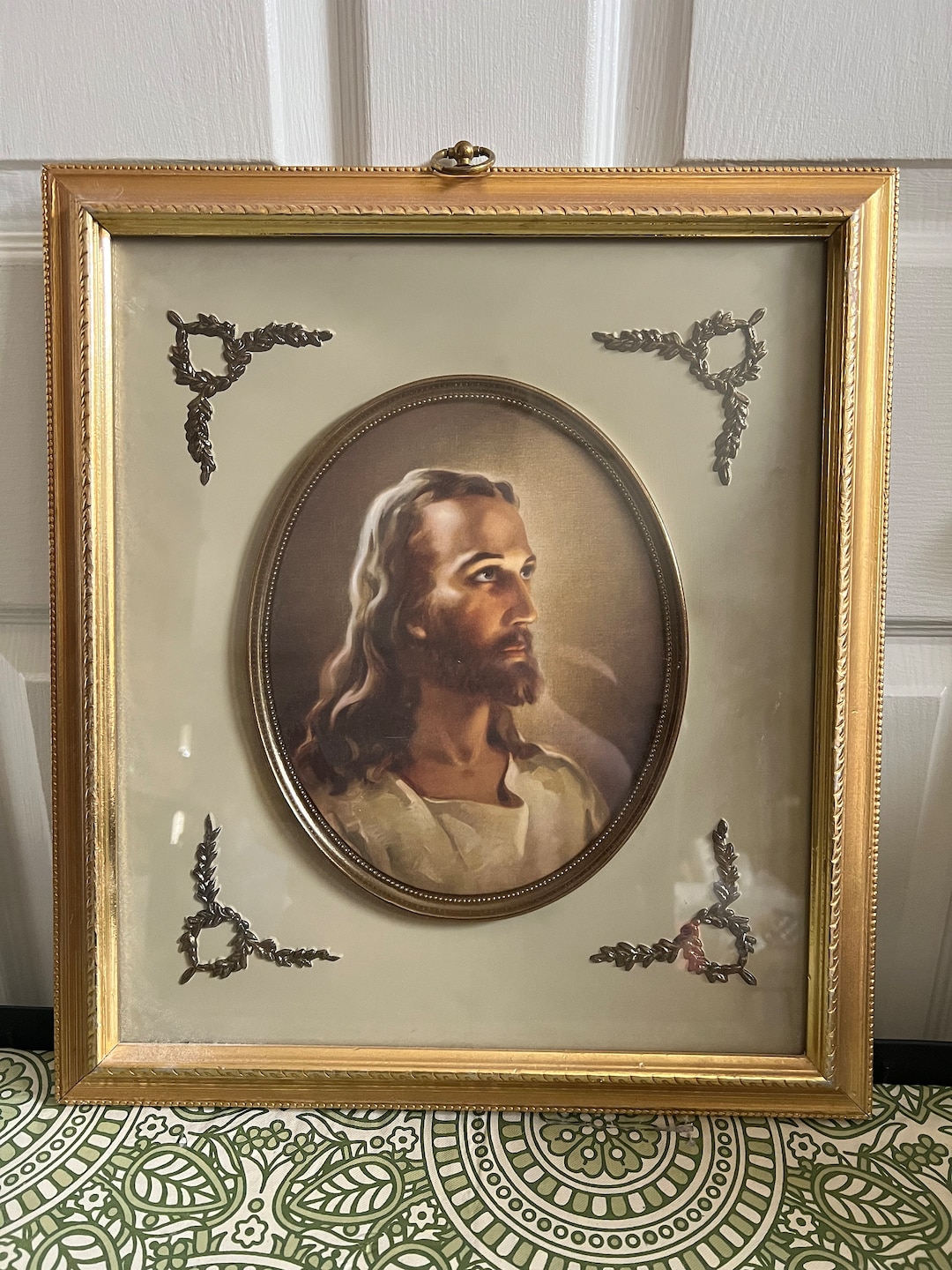 Vtg Warner Sallman “head of Christ” Jesus Lithograph W/gold Frame ...
