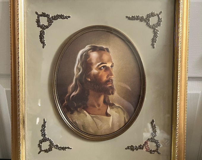 Vtg Warner Sallman “head of Christ” Jesus Lithograph W/gold Frame ...