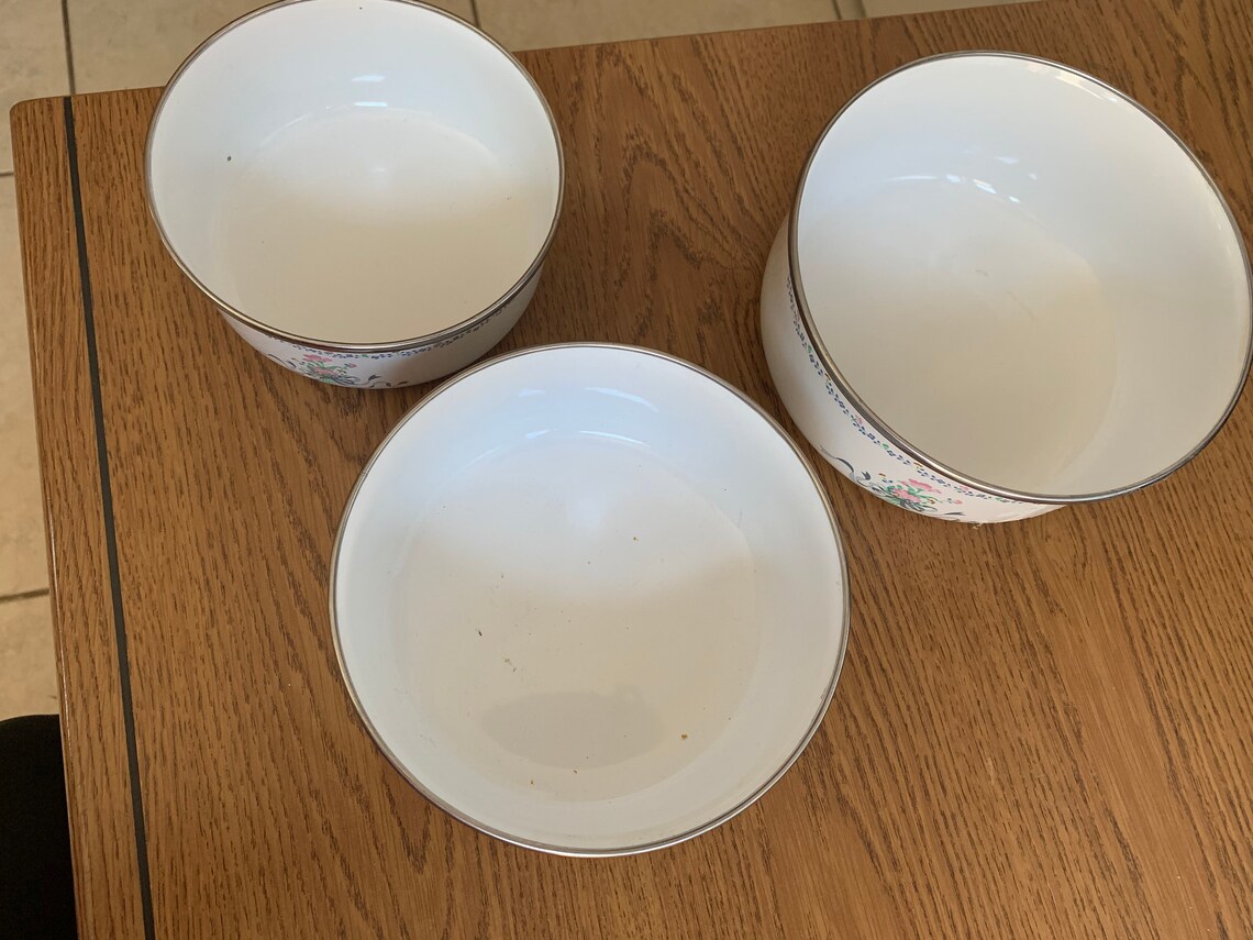 Vintage Set of 3 Linco Ware Enamel Ware Bowls BOUQUET Made Indonesia - Etsy
