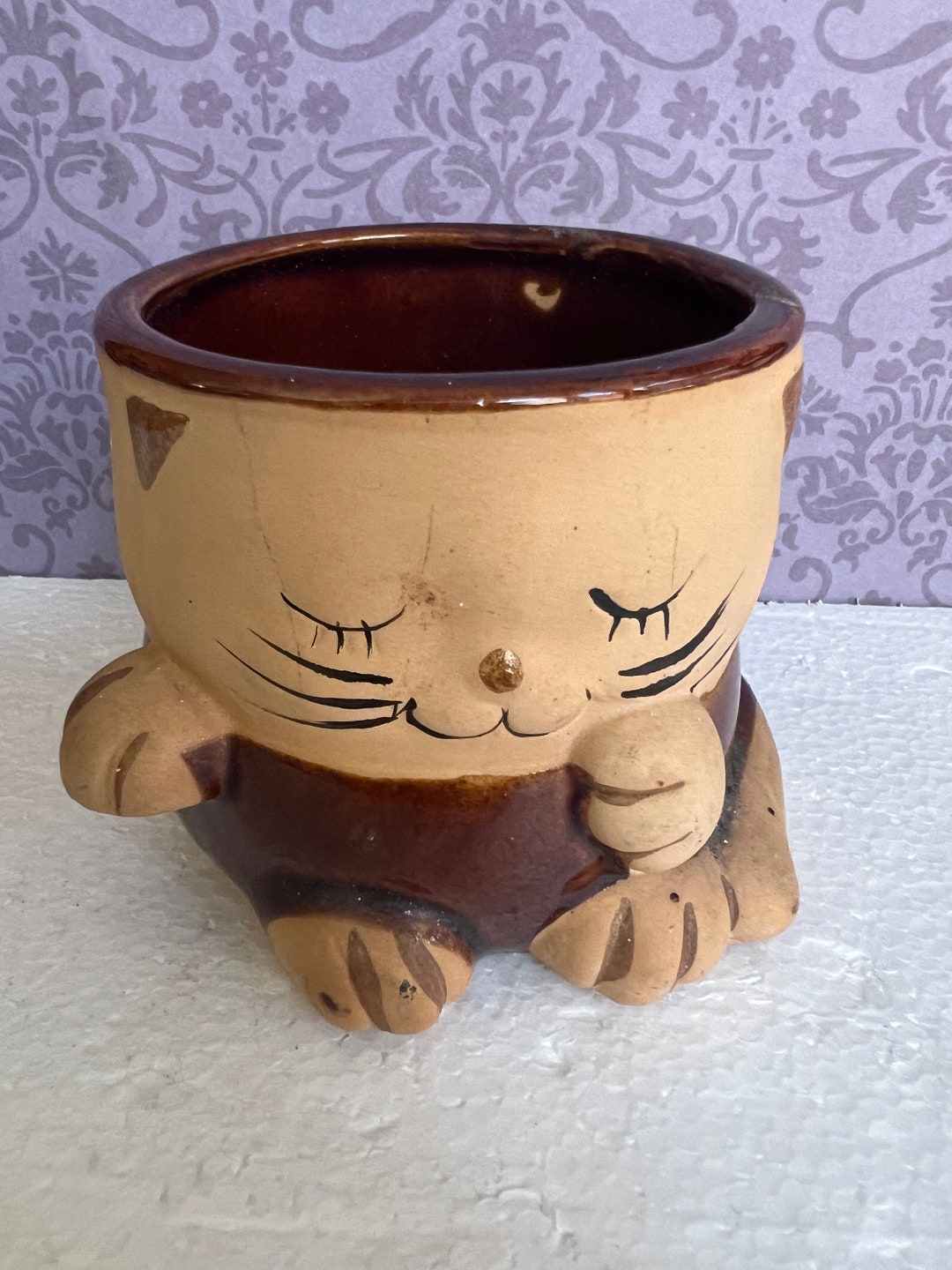 Vintage, Pottery, Cat, Mug, J.S.N.Y. Taiwan, Partial Glaze, Mug, Planter Collectible Pottery - Etsy