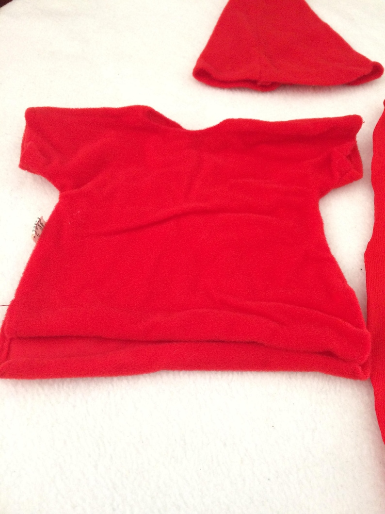 Vtg Doll Elf Outfit Red Felt Like Fabric Elf Hat Shirt and - Etsy