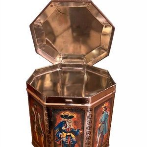 Rare Vintage Royalty Octagon 8 Sides Tin Can Container Made in West ...