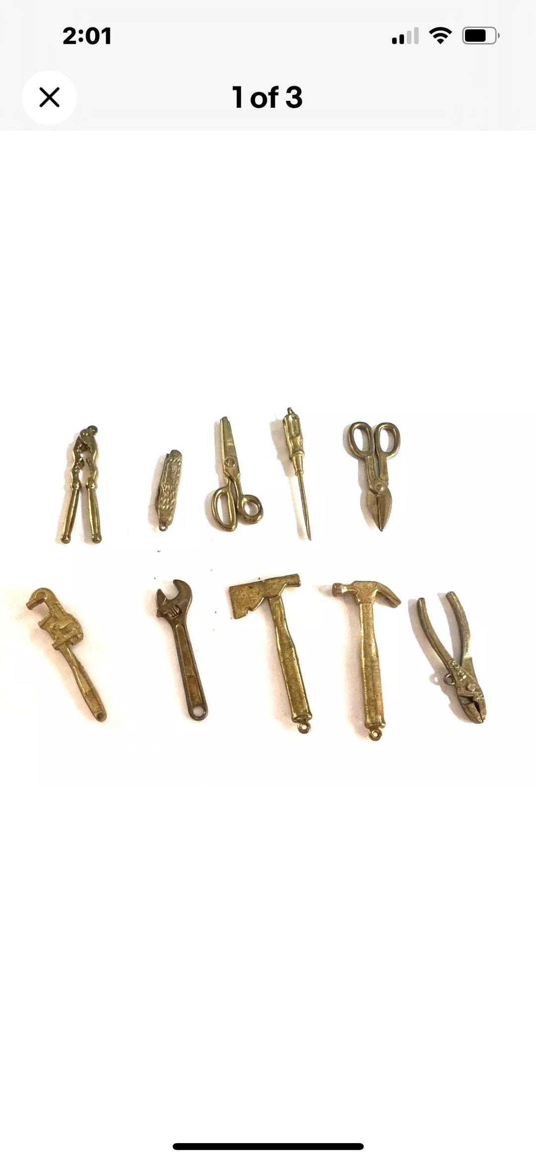 Vintage (10) COPPER & Brass Plated Metal Charms Intercast Miniature ...