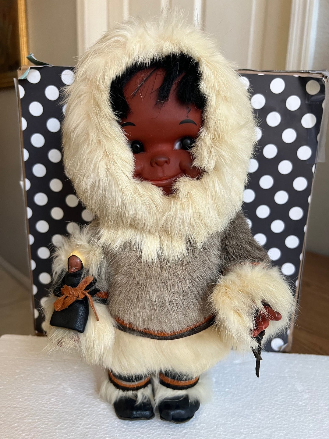 Vintage Native American Alaska Eskimo Doll With Baby Wearing Real ...