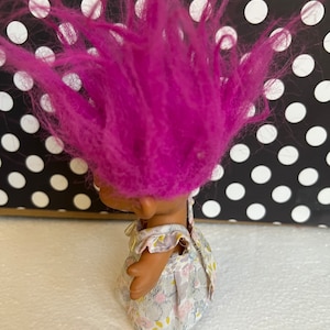 Vintage 4" Russ Troll Doll Baby Purple Hair Brown Eyes Pink Dress - Etsy