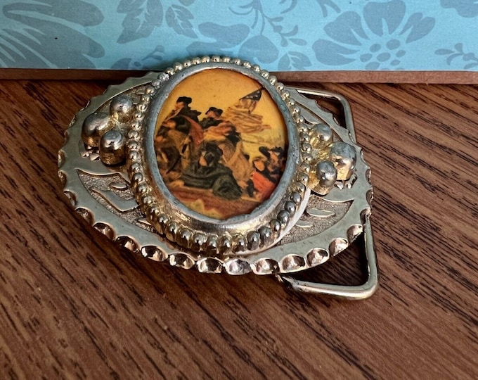 Vtg Gold 1970's George Washington Crossing Delaware Belt Buckle Small ...