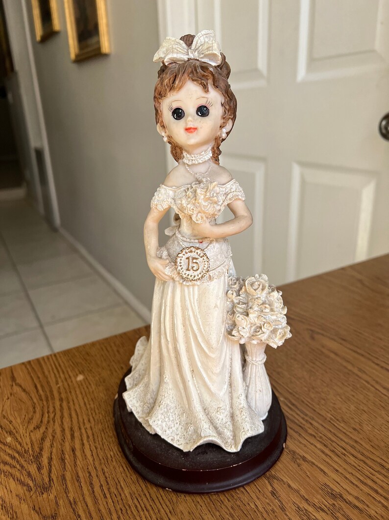 Vintage Royal Resin Girl Figurine W Number 15 Girl W Bow and - Etsy