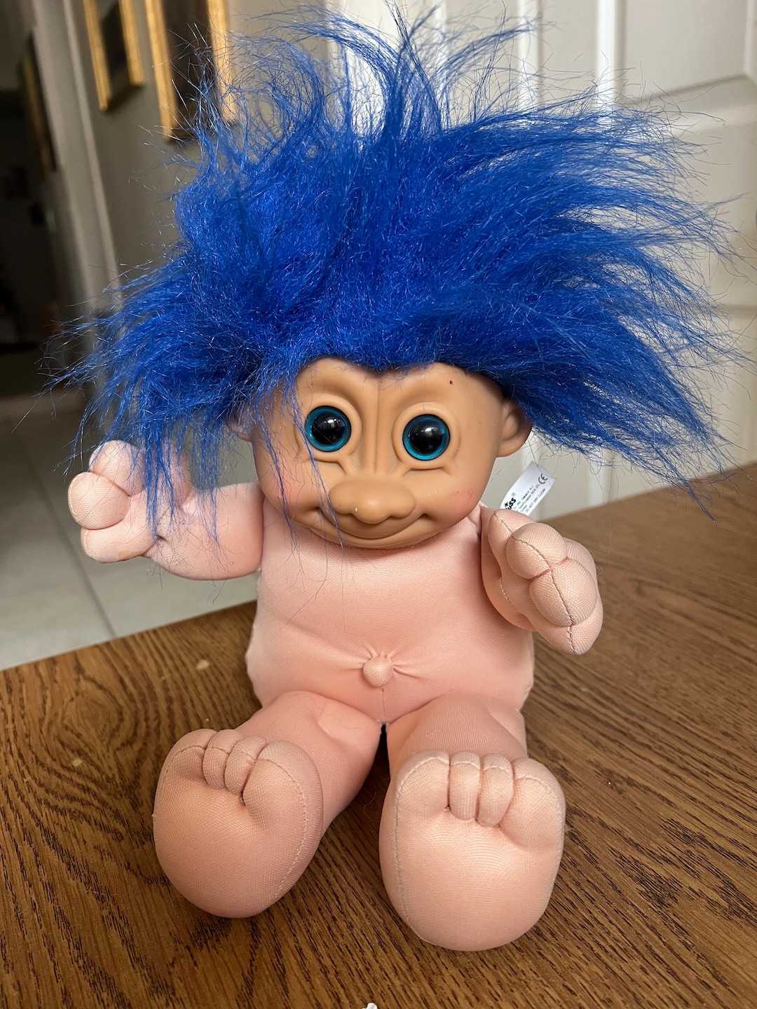 Vintage Russ Troll Plush Doll 12 Blue Hair Blue Eyes Belly Button ...