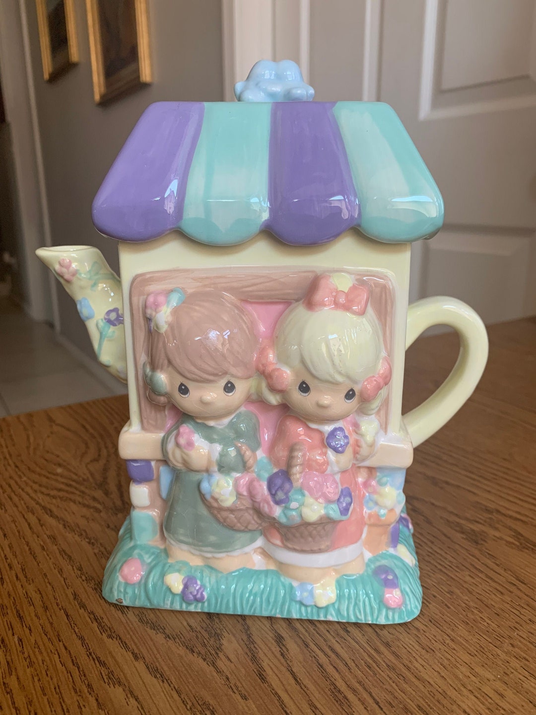 Vintage Precious Moments Flower Shop Teapot Houston Harvest - Etsy