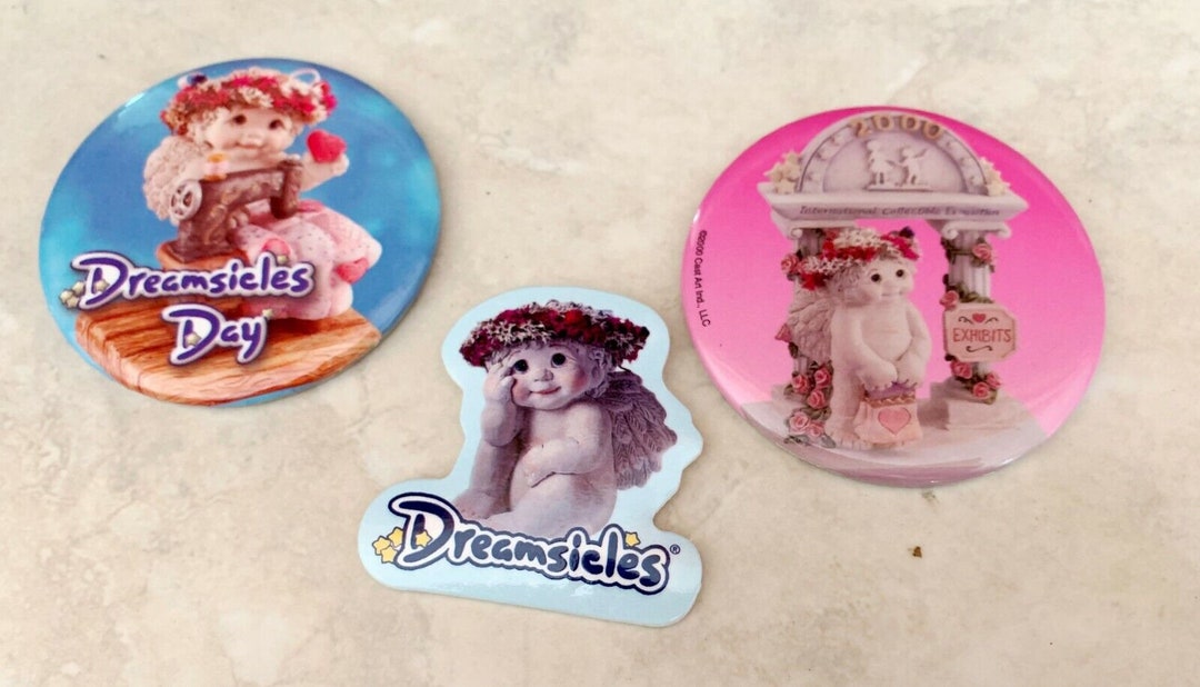Vintage Dreamsicles 3" Pins X 2 Plus Sticker Collectible YR 2000 ...