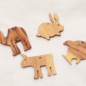 Vtg (4) Miniature Handmade Flat Wood Animal Figures Donkey, Camel ...