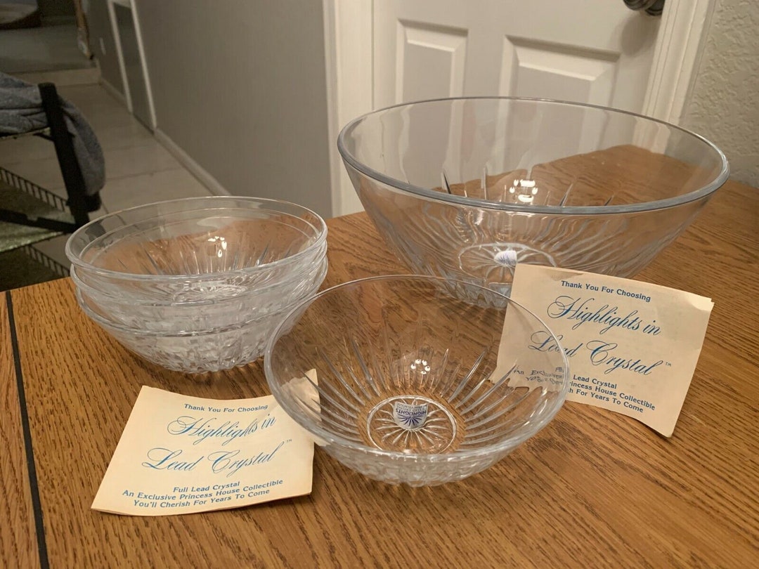 5 PC Princess House Highlights Salad Bowl Set #860-862 Lead Crystal ...