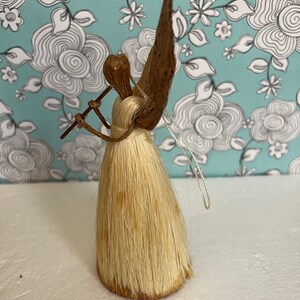Vintage 6 1/4" Faceless Corn Husk Bamboo Winged Angel Ornament - Etsy