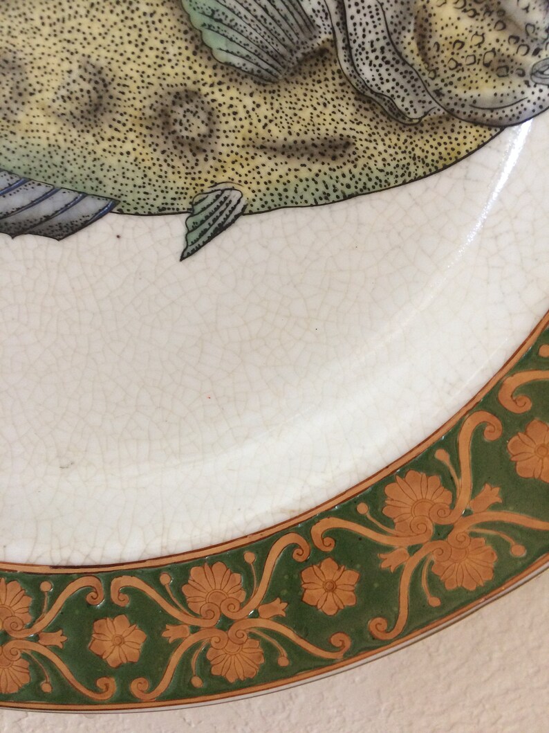 Vintage Chinese Large Painted Fish Plate Wall Decor Floral - Etsy
