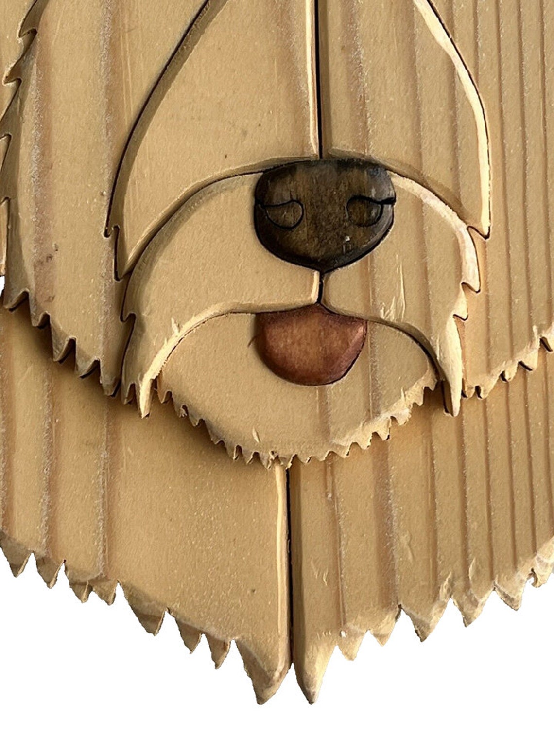 Vtg White Westie Dog Head Wood Intarsia Wall Hanging Decor by Michael ...