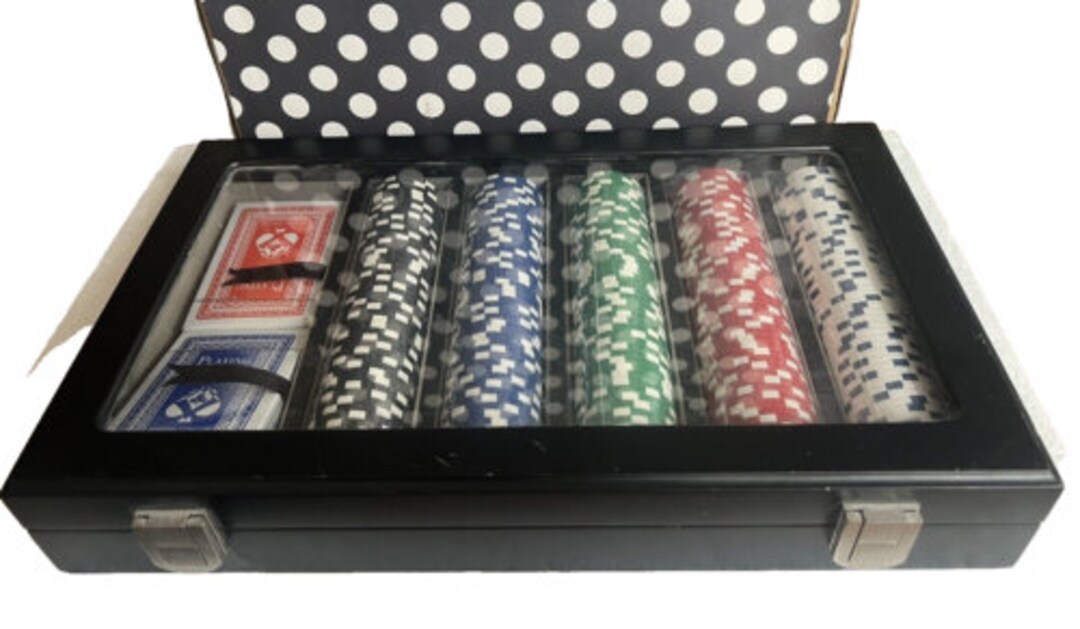 Vintage Black Box W Clear Top Poker Set Case Include 250 Chips - Etsy