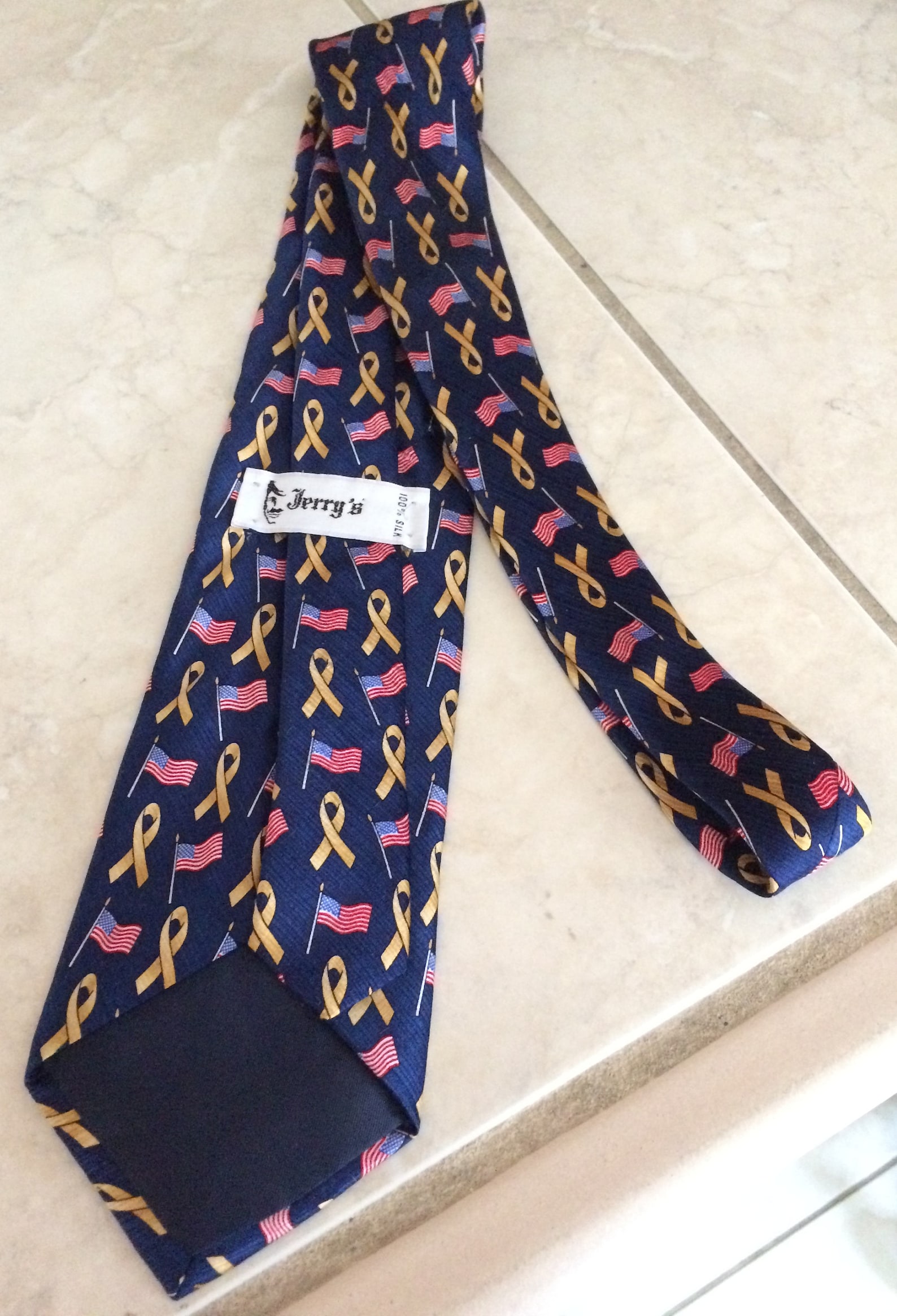 Vintage Jerry's American Flag Gold Ribbon Tie 58" X 4" Collectible Ties ...