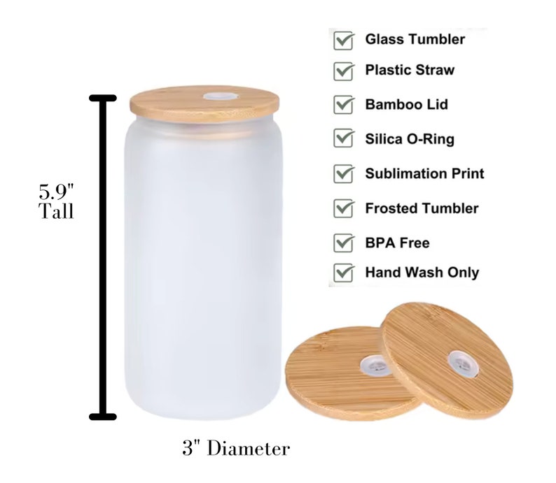 Frosted Iced Glass Coffee Cup Custom Can Glass With Bamboo Lid And Straw Birthday T The