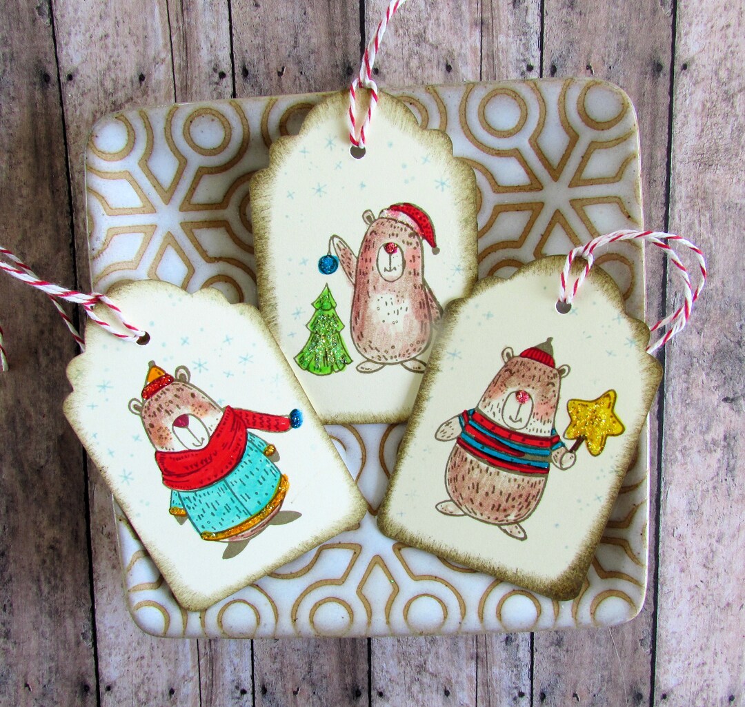 Christmas Bear Gift Tags, Christmas Gift Tags, Assorted Bear Tags ...
