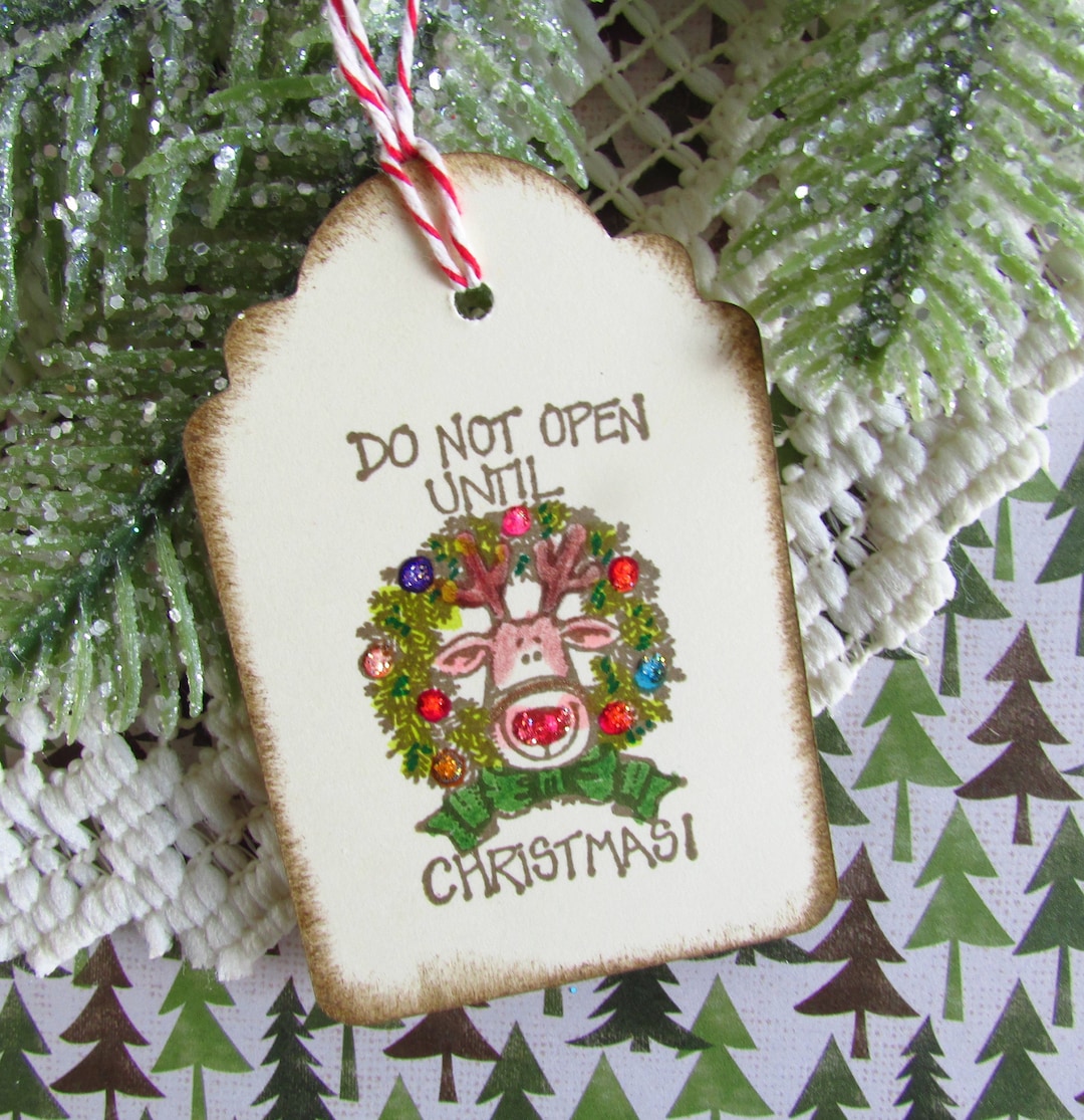 Christmas Gift Tag, Holiday Gift Tag, Hand-stamped Gift Tags, Reindeer ...
