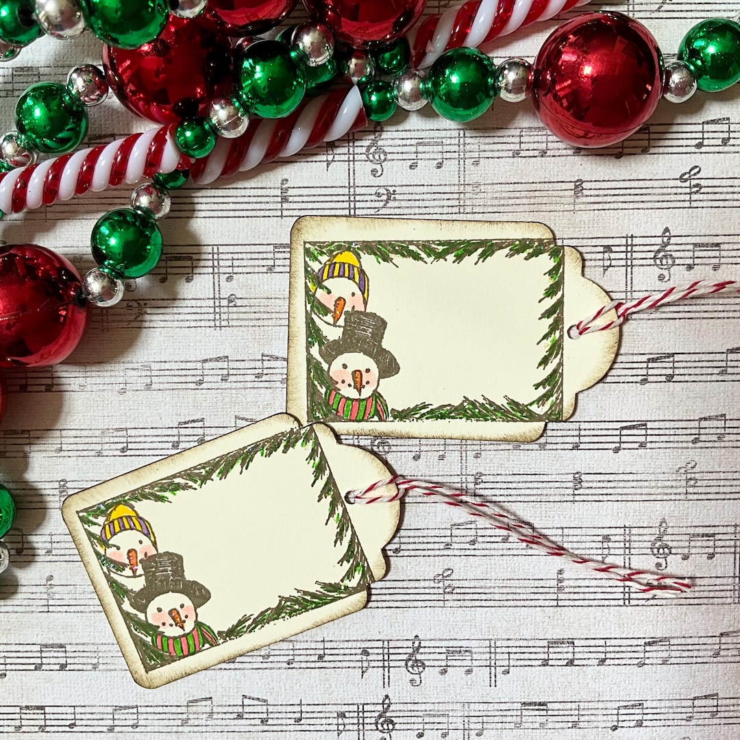 Snowman Gift Tag, Christmas Gift Tag, Handmade Gift Tag, Holiday Gift ...