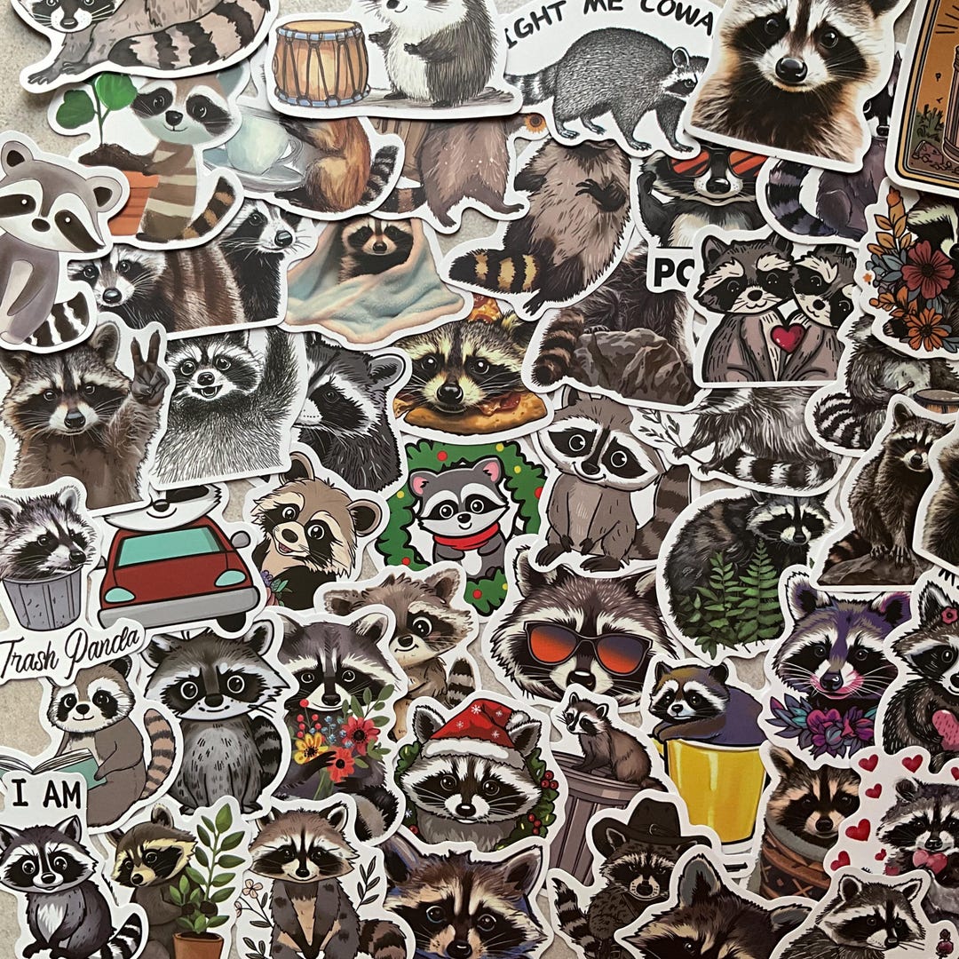 Raccoon Stickers, Stickers, Scrapbooking Stickers, Journal Stickers ...