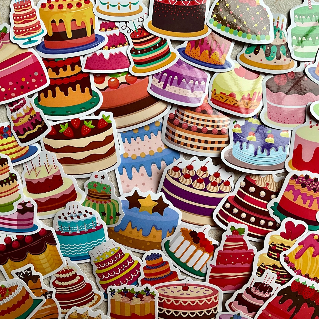 Stickers, Birthday Cake Stickers, Happy Birthday, Scrapbooking Stickers ...