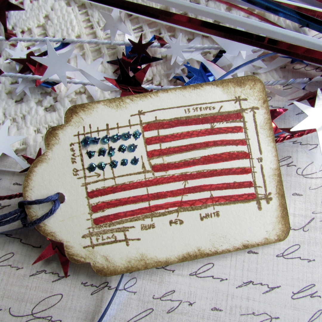 American Flag Gift Tags, Americana Tag, Fourth of July, Party Favor ...