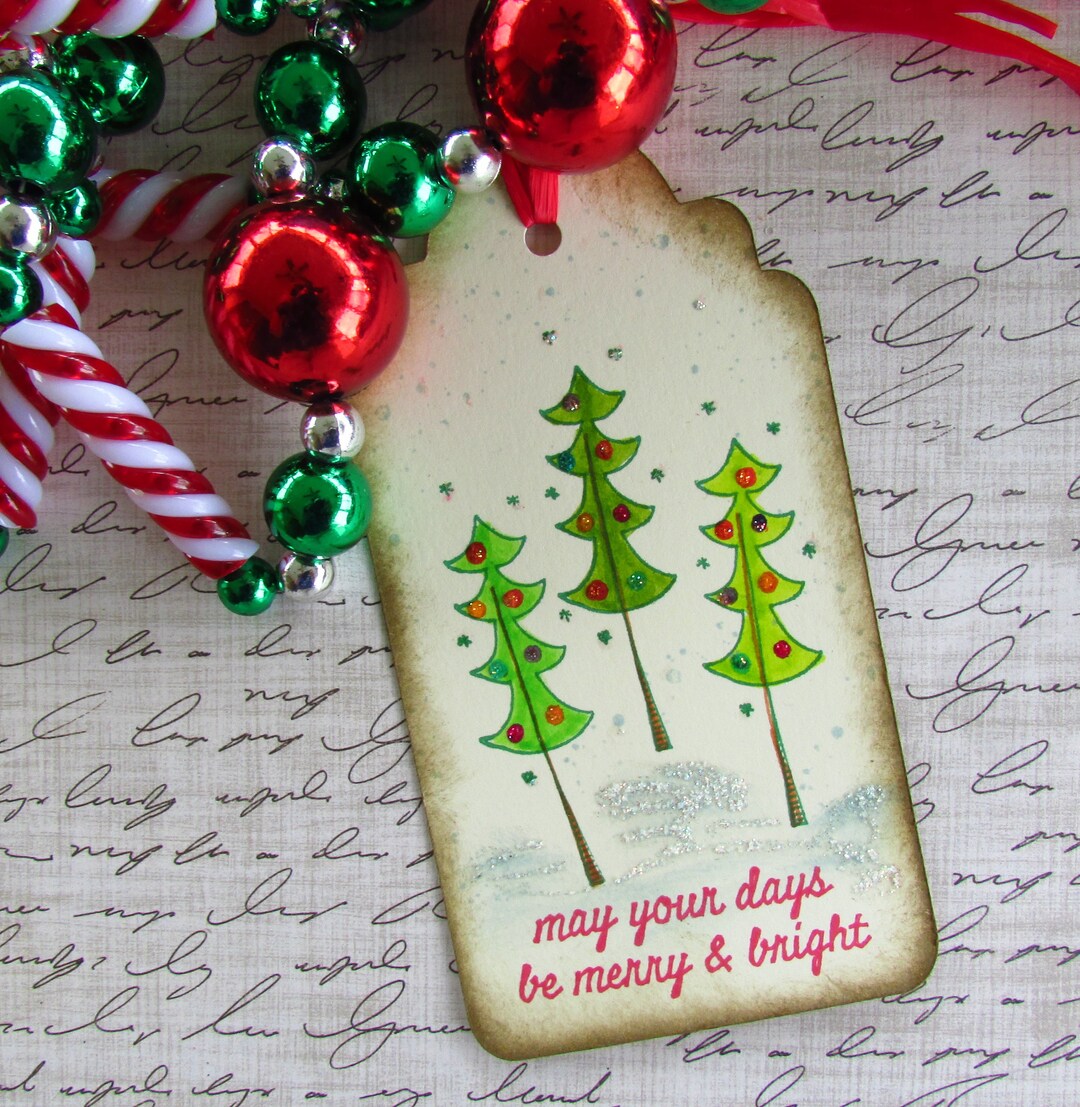 Christmas Gift Tag, Vintage Style Gift Tag, Artisan Hand Stamped Tag ...