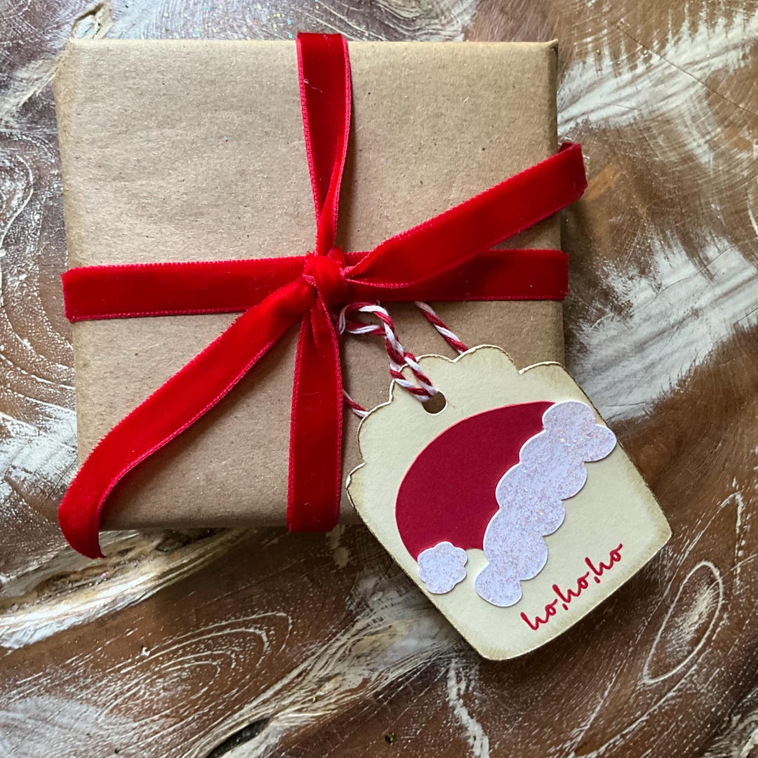 Santa Hat Gift Tag, Christmas Gift Tag, Christmas Card, Party Favor Tag ...