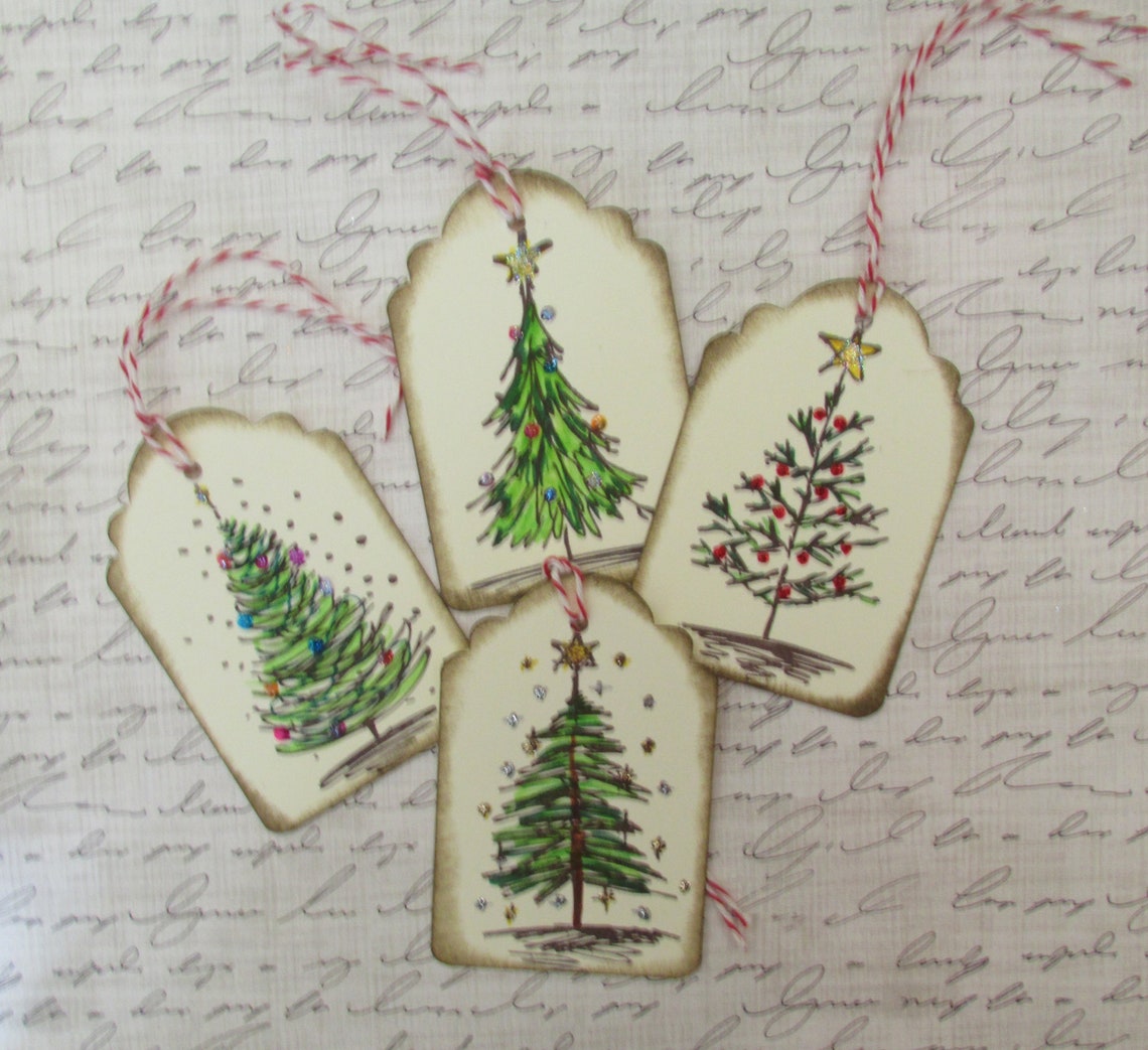 Christmas Tree Gift Tag, Christmas Gift Tag, Hang Tag, Holiday Gift Tag ...