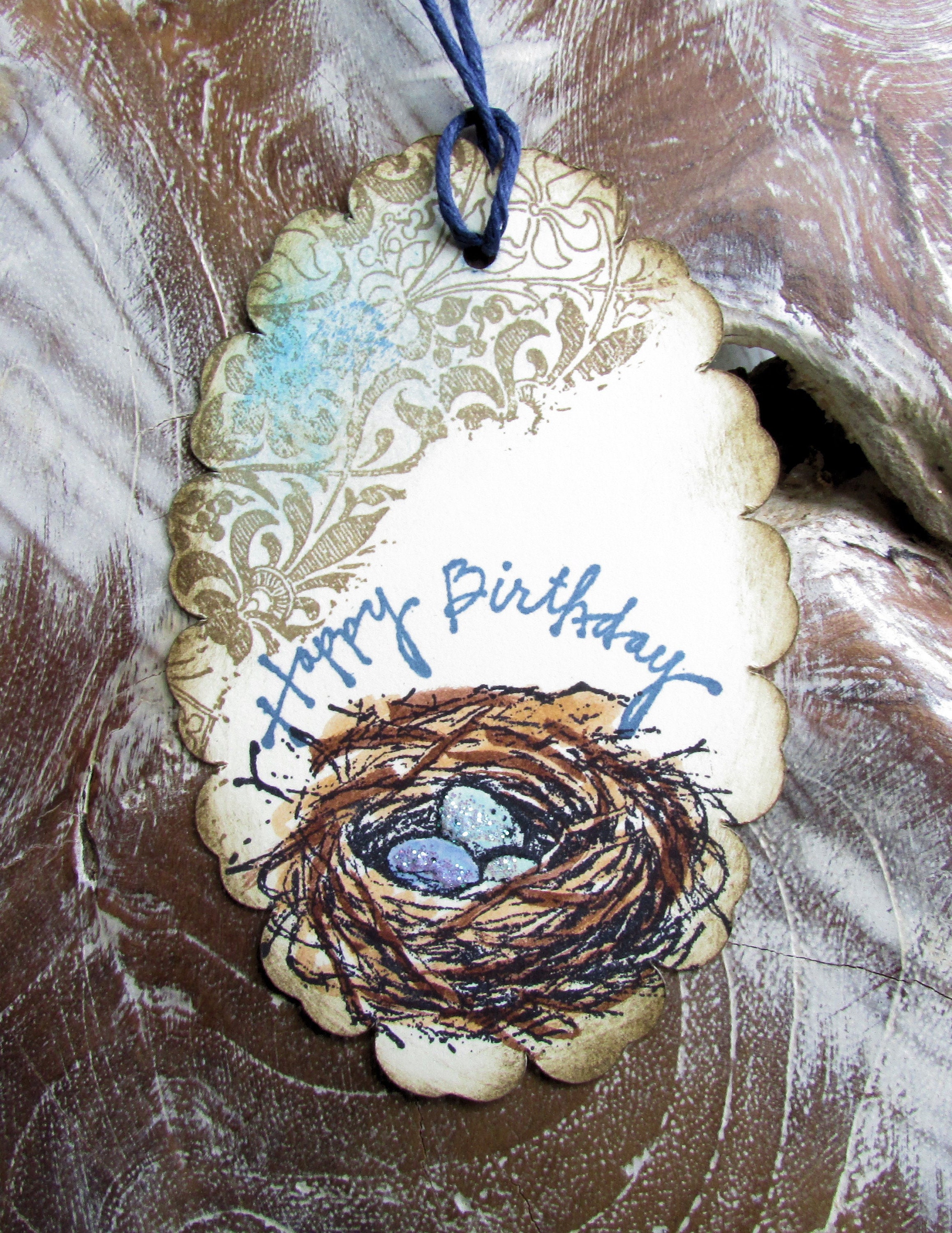 Birthday Gift Tag Bird's Nest Tag Party Favor Tag Gift | Etsy