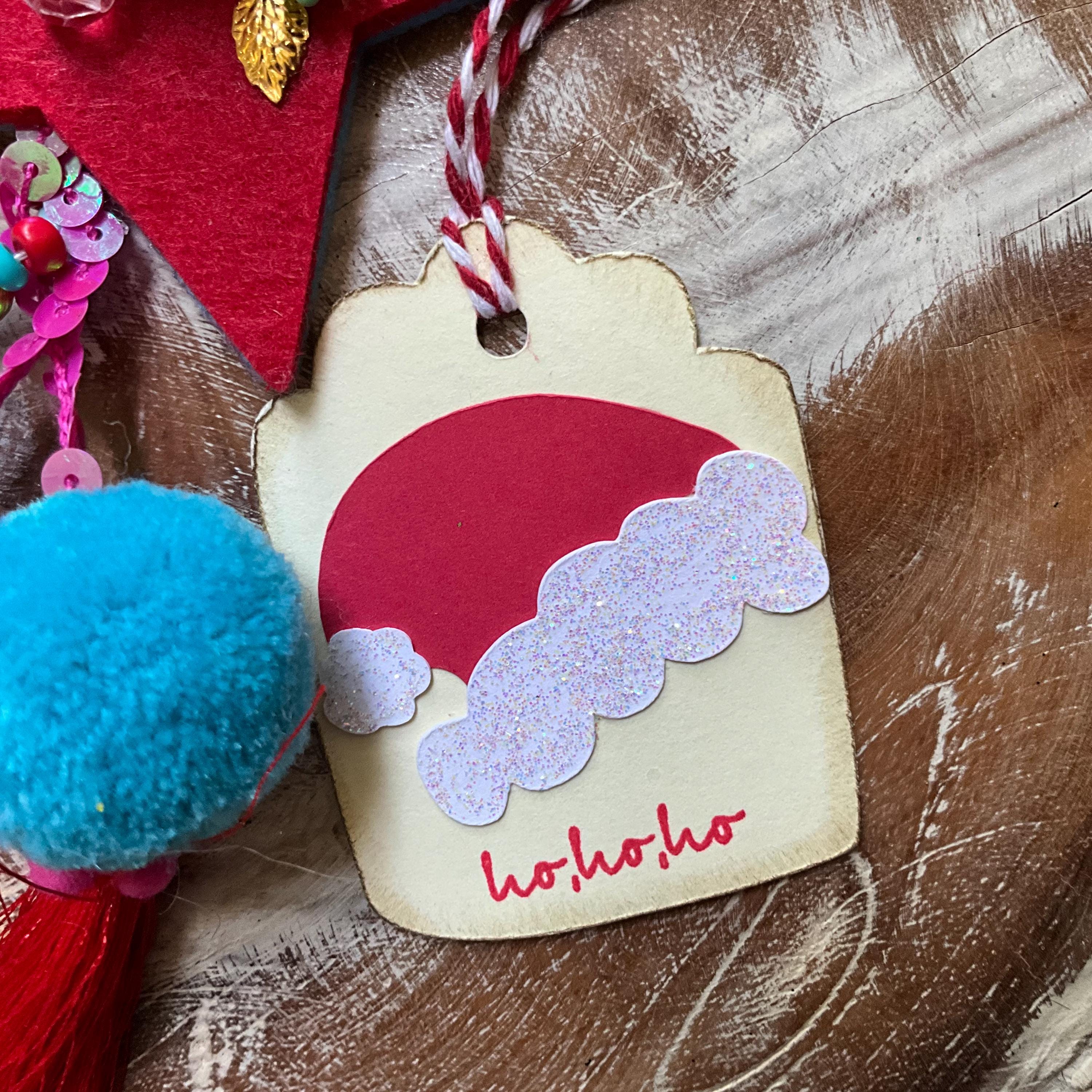 Santa Hat Gift Tag, Christmas Gift Tag, Christmas Card, Party Favor Tag ...