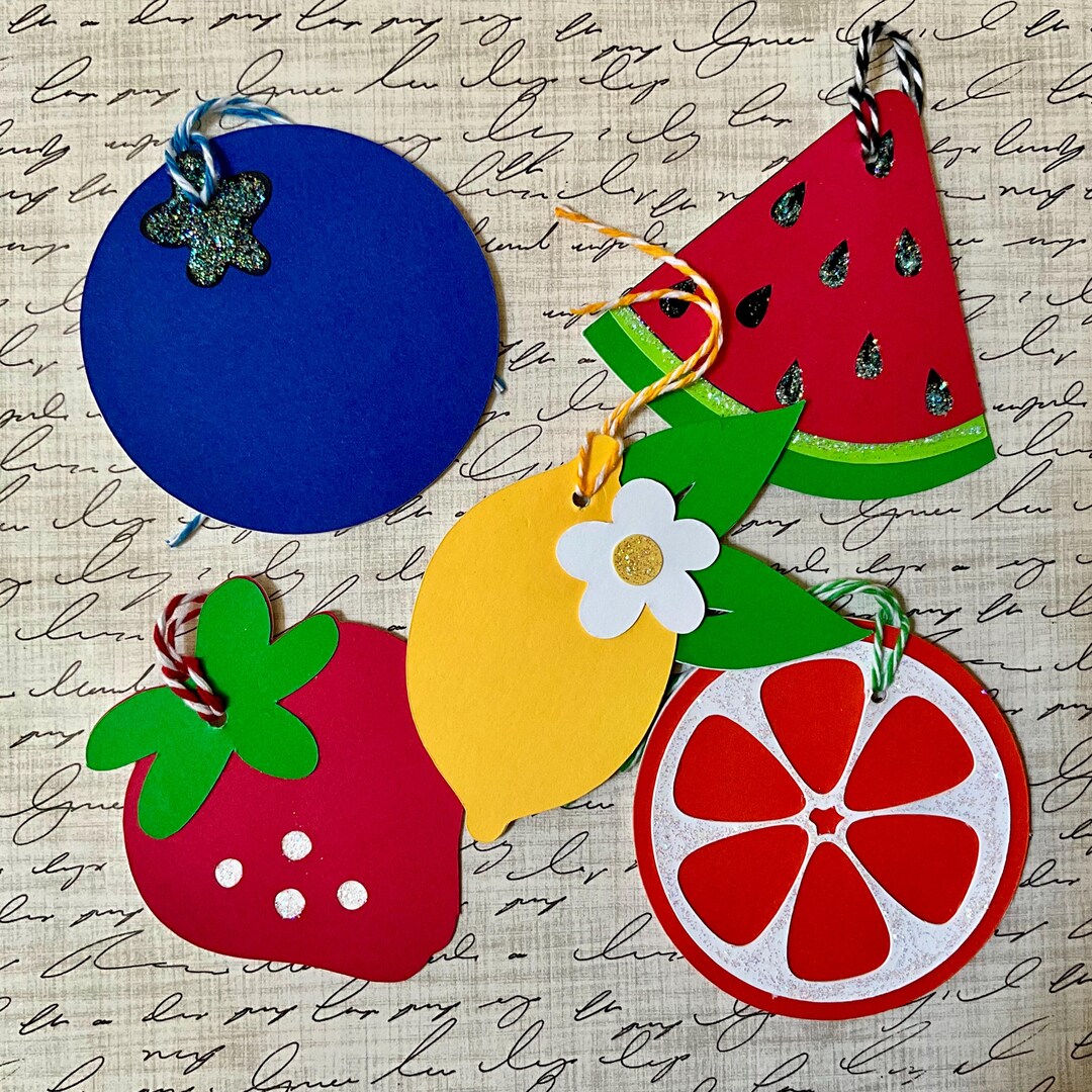 Fruit Gift Tags, Watermelon Tag, Lemon Gift Tag, Strawberry, Blueberry ...