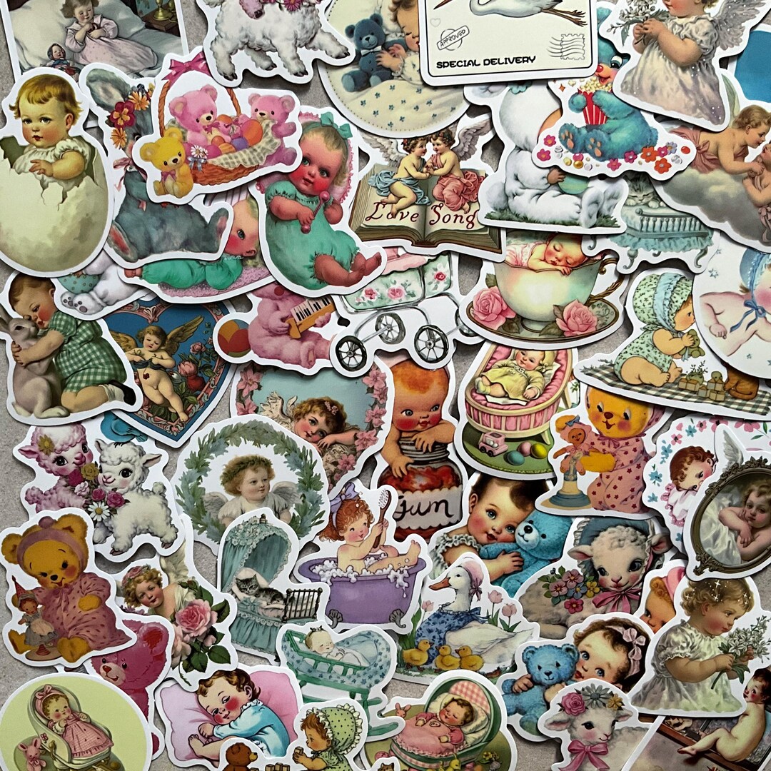Vintage Baby Stickers, Baby Shower Stickers, Child Stickers, Journaling ...