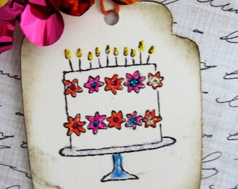 Happy Birthday Cake Tag - Etsy