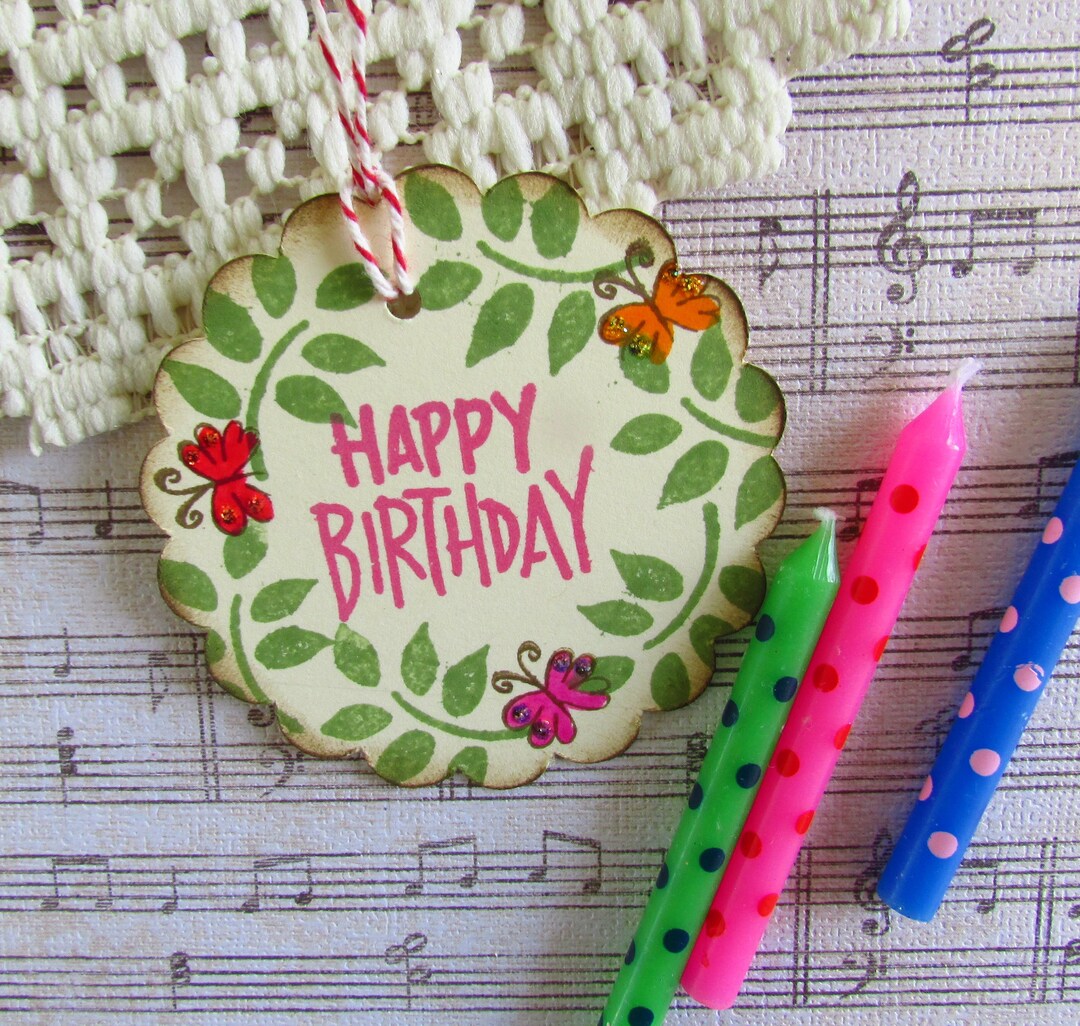 Birthday Gift Tag, Birthday Stationary, Hand-stamped Hang Tag, Party ...